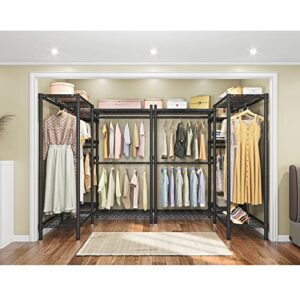 VIPEK L6 Garment Rack L Shaped Clothes Rack Heavy Duty Clothing Rack Metal Freestanding Closet with 7 Adjustable Shelves & 4 Hanging Rods 43.3"L x 43.3"W x 76.8"H, Max Load 700LBS, Medium Size, Black