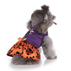 filhome halloween dog dress, wizard skeleton puppy clothes dog cat bowknot princess skirt costume, girl dog apparel outfits(wizard,m)