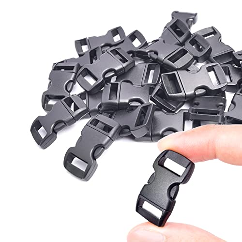 100 Pack 3/8 Inch Curved Contoured Paracord Bracelet Clips Plastic Quick Side Release Buckles for Paracord Bracelets Clasps Masks Dog Collar Straps Accessories