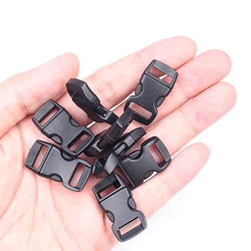 100 Pack 3/8 Inch Curved Contoured Paracord Bracelet Clips Plastic Quick Side Release Buckles for Paracord Bracelets Clasps Masks Dog Collar Straps Accessories