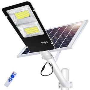 dragonlight 400w solar street light outdoor super bright solar flood light with remote control - dusk to dawn ip65 waterproof for yard, garden, street lighting