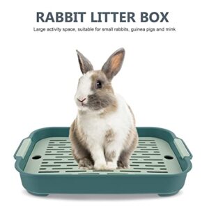 VILLCASE Rabbit Large Litter Box Guinea Pig Training Pan Cage Accessories Toilet Tray for Rats Hamster Ferret （ Green ）