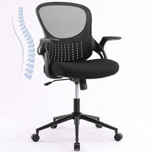 zunmos home office ergonomic mesh computer desk high back swivel task executive chair with soft armrests padded lumbar support and adjustable rotatable headrest, black