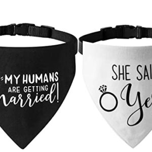 Engagement Gift, My Humans are Getting Married Dog Bandana Collar, Wedding Photo Prop, Pet Scarf, Dog Engagement Announcement, Pet Accessories (Small, Black+White)