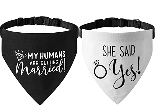 Engagement Gift, My Humans are Getting Married Dog Bandana Collar, Wedding Photo Prop, Pet Scarf, Dog Engagement Announcement, Pet Accessories (Small, Black+White)