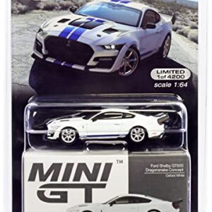 Truescale Miniatures Shelby GT500 Dragon Snake Concept Oxford White w/Blue Stripes & GraphicsEd to 4200 pcs 1/64 Diecast Model Car by True Scale MGT00318