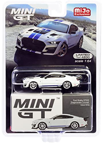 Truescale Miniatures Shelby GT500 Dragon Snake Concept Oxford White w/Blue Stripes & GraphicsEd to 4200 pcs 1/64 Diecast Model Car by True Scale MGT00318