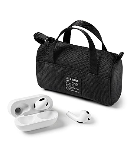 Ringke Mini Pouch Sports Bag Compatible with AirPods Pro Case and AirPods 3rd, 2nd, 1st Generation Case, Galaxy Buds Pouch, Universal Wireless Ear Buds Cover with Keychain for Women, Men - Black