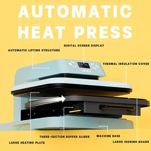 HTVRONT Auto Heat Press Machine - 15"x15" Smart Heat Press Machine for T-Shirts - Heat Up Fast & Distribute Heat Evenly, Intelligent Tshirt Press Machine for HTV, Sublimation, Heat Transfer Projects