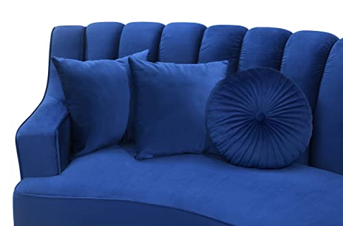 Legend Vansen Velvet Sofa for Living Room Oversized Round Shape Sectional, 142" L x 31" D x 36" H, Blue