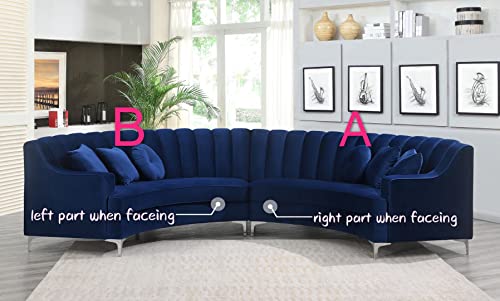 Legend Vansen Velvet Sofa for Living Room Oversized Round Shape Sectional, 142" L x 31" D x 36" H, Blue