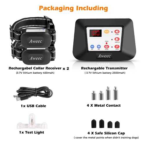 Aweec Wireless Dog Fence System, 2023 Electric Fence for Dog & Training Collar with Remote, Wireless Dog Collar Boundary Containment System, Adjustable Range Sizes, Suitable for All Dogs (for 2 Dogs)