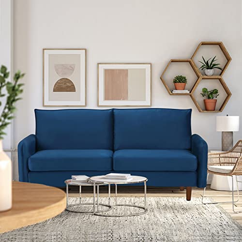 Loveseat Sofa, 68.8 " Modern Velvet Loveseat for Living Room with High-Density Foam Cushion Comfy Futon Couch with Spacious Seat Solid Wood Legs Recliner Couch Accent Sofa for Bedroom, Office (Blue)