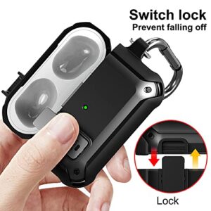 Duo Shield Case Compatible with Airpods Pro with Secure Lock and Keychian Hook Slim Two Piece Snap On Case with Lock Black American Flag