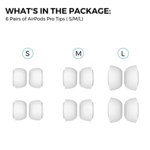 AhaStyle AirPods Pro 2 Replacement Ear Tips with Noise Reduction Hole【Fit in The Charging Case】 6 Pairs Compatible with Apple AirPods Pro 2019 & AirPods Pro 2 2022