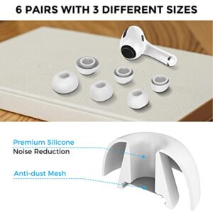 AhaStyle AirPods Pro 2 Replacement Ear Tips with Noise Reduction Hole【Fit in The Charging Case】 6 Pairs Compatible with Apple AirPods Pro 2019 & AirPods Pro 2 2022