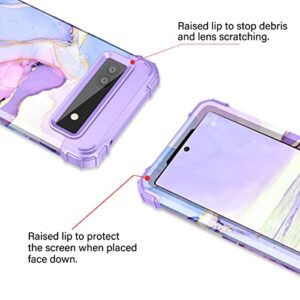 Hekodonk for Google Pixel 6A Case (2022), Heavy Duty Shockproof Protection Hard Plastic+Silicone Rubber Hybrid 3 in 1 Drop Protective Case for Google Pixel 6A Purple Marble