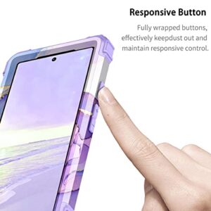 Hekodonk for Google Pixel 6A Case (2022), Heavy Duty Shockproof Protection Hard Plastic+Silicone Rubber Hybrid 3 in 1 Drop Protective Case for Google Pixel 6A Purple Marble