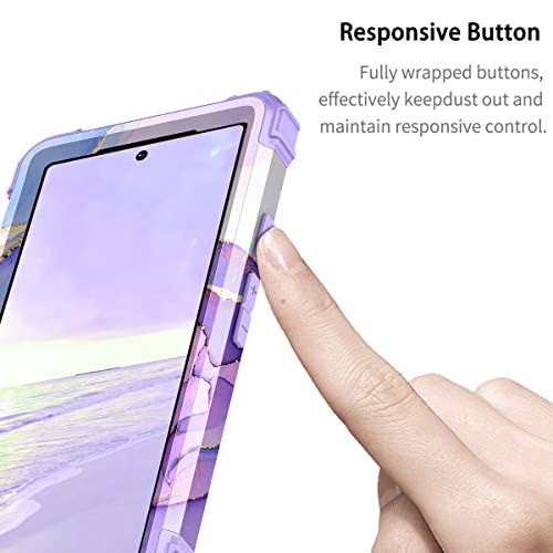 Hekodonk for Google Pixel 6A Case (2022), Heavy Duty Shockproof Protection Hard Plastic+Silicone Rubber Hybrid 3 in 1 Drop Protective Case for Google Pixel 6A Purple Marble