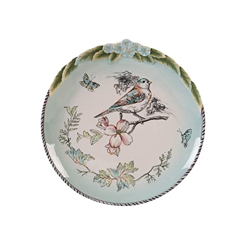 Fitz & Floyd English Garden Bird Accent Plate, Set of 4, 9 Inch, Blue