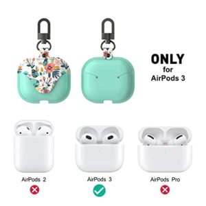 wenew Leather Case Designed for AirPods 3, Premium Secure AirPods 3 Leather Case Cover Pouch for Women Girls Kids Snap Closure Clip (Mint)