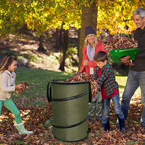 Pop-Up Trash Can for Camping, 30 Gallon Collapsible Trash Can, Reusable Garbage Leaf Bag Outdoor Yard Waste Basket Bin (Green) (2)