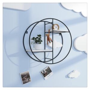 aijadesk geometric wall shelf circle shelf wall decor, unique metal woodartfloating geometric shelf apply to small space wall shelves wall hanging storage wall decoration.