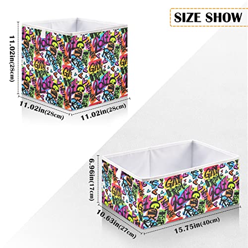 Gay Pride Rainbow Collapsible Fabric Storage Cubes Bins with Handles Square Closet Organizer Waterproof Lining for Shelves Cabinet Nursery Drawer 11.02x11.02x11.02 Inches