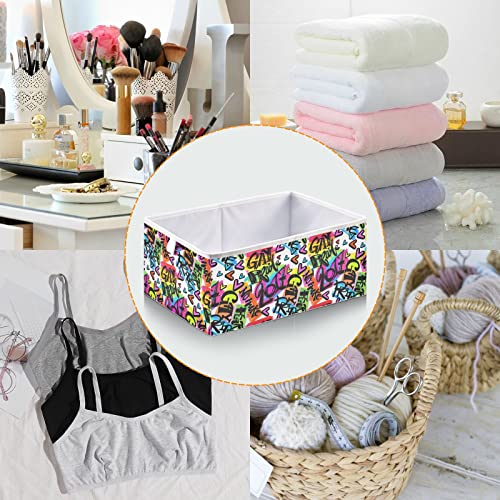 Gay Pride Rainbow Collapsible Fabric Storage Cubes Bins with Handles Square Closet Organizer Waterproof Lining for Shelves Cabinet Nursery Drawer 11.02x11.02x11.02 Inches