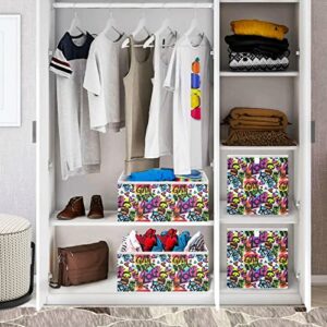 Gay Pride Rainbow Collapsible Fabric Storage Cubes Bins with Handles Square Closet Organizer Waterproof Lining for Shelves Cabinet Nursery Drawer 11.02x11.02x11.02 Inches