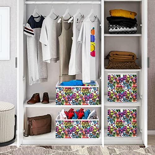 Gay Pride Rainbow Collapsible Fabric Storage Cubes Bins with Handles Square Closet Organizer Waterproof Lining for Shelves Cabinet Nursery Drawer 11.02x11.02x11.02 Inches