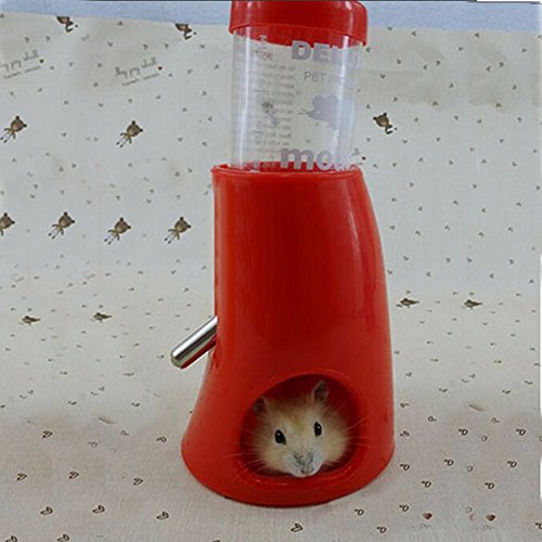 Litewoo 2 in 1 Hamster Water Bottle, Automatic Drinker and Cabin Fits Syrian Dwarf Hamster Mouse Gerbil Mice Chinchilla Small Animal (Red)