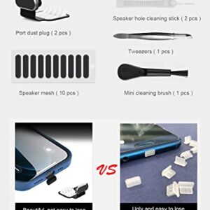 Gavemi iPhone Dust Plug Speaker Cover Kit for Phone Charging Port Protective Cover, Compatible with iPhone (Black)