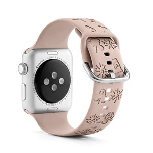 GreeSafety Engraved Sport Strap Compatible with Apple Watch Bands 38mm 40mm 41mm, Women Man Girl Cute Soft Silicone Wristband Replacement Series 7 6 5 4 3 2 1 SE (Pink Sand, 38/40/41mm)