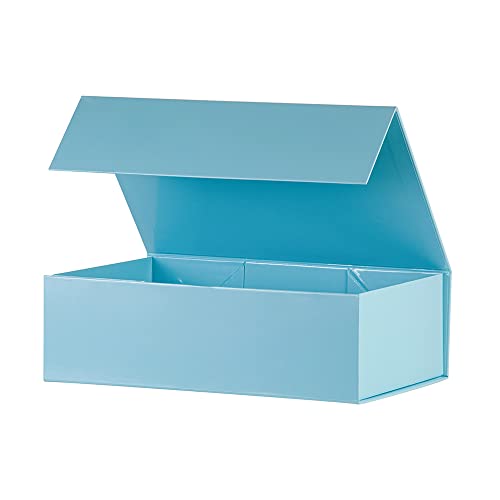 OBMMIRAO Upgrade 1 Pcs Blue 13x9x4 Inch Hard Large Gift Box with Lid, Foldable Magnetic Gift Boxes,Groomsman Box Bridesmaid Proposal Box, Reusable Gift Boxes for Clothes