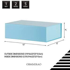 OBMMIRAO Upgrade 1 Pcs Blue 13x9x4 Inch Hard Large Gift Box with Lid, Foldable Magnetic Gift Boxes,Groomsman Box Bridesmaid Proposal Box, Reusable Gift Boxes for Clothes