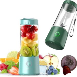 Hotsch Portable Blender USB Rechargeable, New version, Blue and Green Bundle