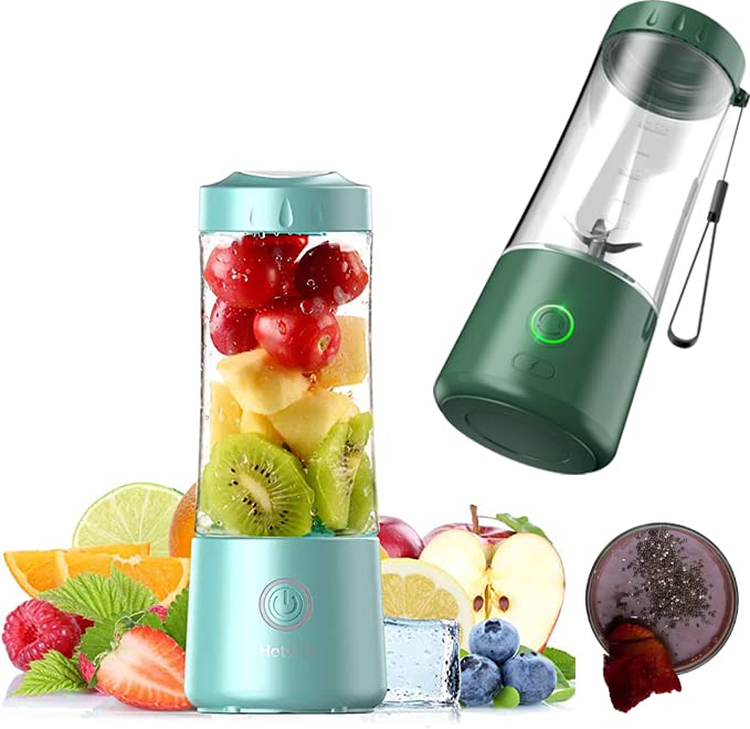 Hotsch Portable Blender USB Rechargeable, New version, Blue and Green Bundle