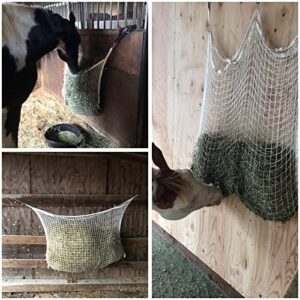 Mono-gatari Slow Feed Hay Net Bag Full Day for Horses, Goat Feeder Hay Net Horse Feeding Small Holes Adjustable Grazing Feeder (63" Length x 40" Width)