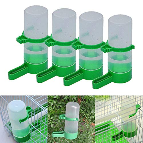 Ochine 4Pcs Bird Water Feeder Plastic Drinker Waterer Clip Food Dispenser Feeders Automatic Birds Feeders Hanging Cage Water Dispenser Feeders for Parrot Budgie Cockatiel Lovebirds Chicken