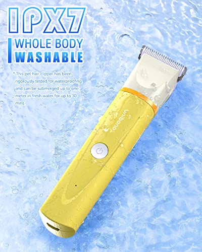 unibono Small Dog Cat Grooming Kit, All-in-One Low Noise Paw Trimmer Electric Puppy Hair Clippers Rechargeable Cordless IPx7 Waterproof Claw Trimmer Shaver Nail Grinder for Small to Medium Pet