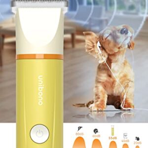 unibono Small Dog Cat Grooming Kit, All-in-One Low Noise Paw Trimmer Electric Puppy Hair Clippers Rechargeable Cordless IPx7 Waterproof Claw Trimmer Shaver Nail Grinder for Small to Medium Pet