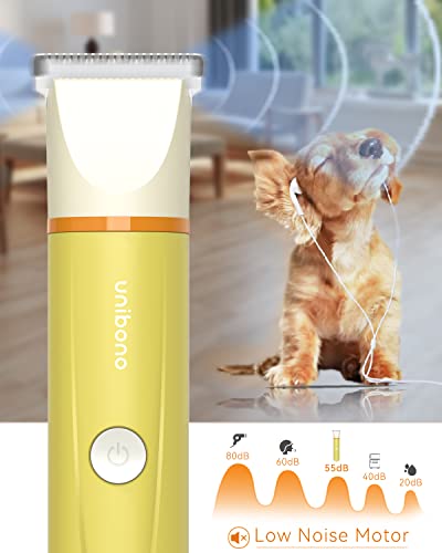 unibono Small Dog Cat Grooming Kit, All-in-One Low Noise Paw Trimmer Electric Puppy Hair Clippers Rechargeable Cordless IPx7 Waterproof Claw Trimmer Shaver Nail Grinder for Small to Medium Pet