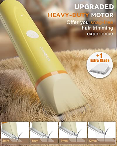 unibono Small Dog Cat Grooming Kit, All-in-One Low Noise Paw Trimmer Electric Puppy Hair Clippers Rechargeable Cordless IPx7 Waterproof Claw Trimmer Shaver Nail Grinder for Small to Medium Pet