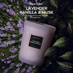 HomeLights Highly Scented Candles, Big 33.3 oz for Home, Natural Soy Aromatherapy Candles, Smokeless Long Lasting 130 hrs with 3 Cotton Wicks, Candles Gifts for Women & Men - Lavender Vanilla & Musk