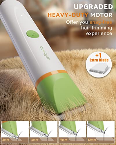 unibono Dog Cat Grooming Kit, All-in-One Low Small Noise Paw Trimmer Electric Puppy Hair Clippers Rechargeable Cordless IPx7 Waterproof Claw Trimmer Shaver Nail Grinder for Small to Medium Pet