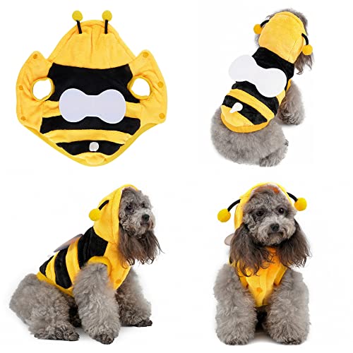 Yoption Dog Cat Bee Costumes, Pet Halloween Christmas Cosplay Dress Hoodie Funny Outfits Clothes for Puppy Dogs Kitten (XL)