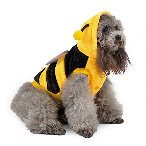 Yoption Dog Cat Bee Costumes, Pet Halloween Christmas Cosplay Dress Hoodie Funny Outfits Clothes for Puppy Dogs Kitten (XL)