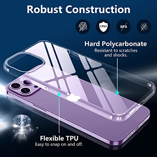 Wilbur Designed for iPhone 14 Pro Max Case Clear,[Anti-Yellowing & Non-Slip] Transparent Shockproof Protective Phone Cases Slim Thin Cute Cover for iPhone 14 Pro Max Released 2022