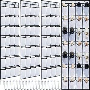 shappy 4 pack over the door shoe organizer 28 large mesh pockets shoe rack over door hanging shoe rack organizer holder door shoe rack hanging for closet with 16 metal hooks for men women kids, white